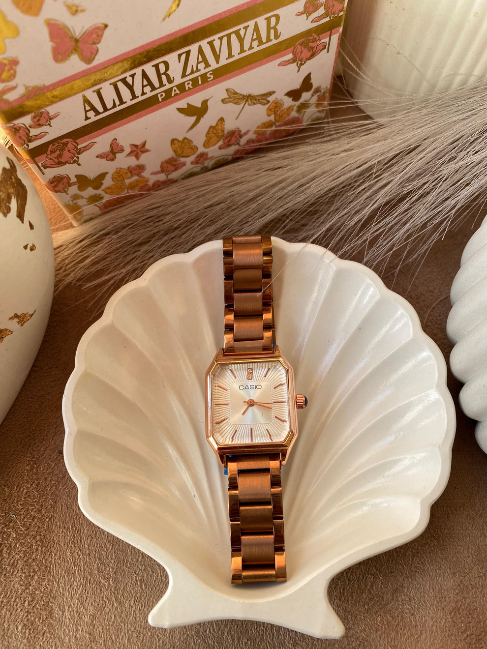 Exquisite Rose Gold White Dial Jubilee Classic Casio watch – Aliyar Zaviyar